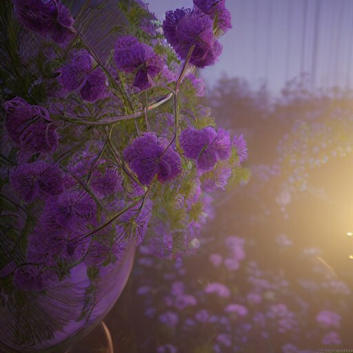 Luminescent flower blooming at twilight, realism, photorealism ...