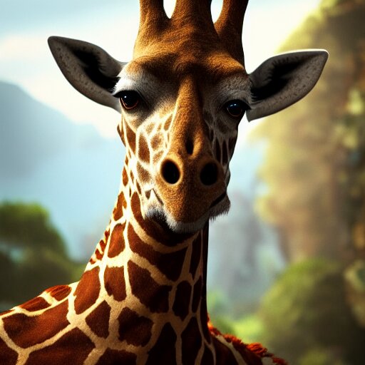 Lexica - A highly detailed portrait of a humanoid giraffe in a blue ...