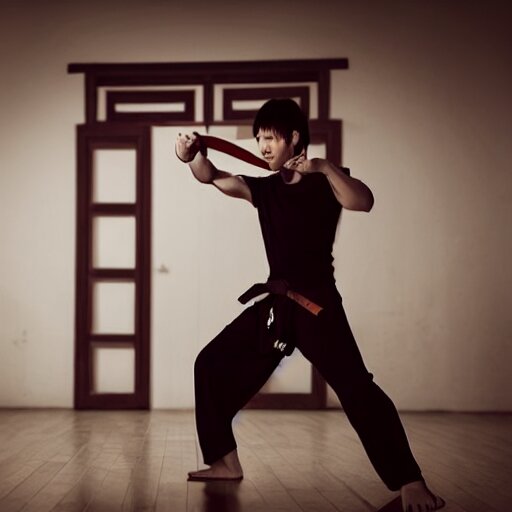 Lexica - A horrifying demon practicing kung fu in a dojo alone at night ...