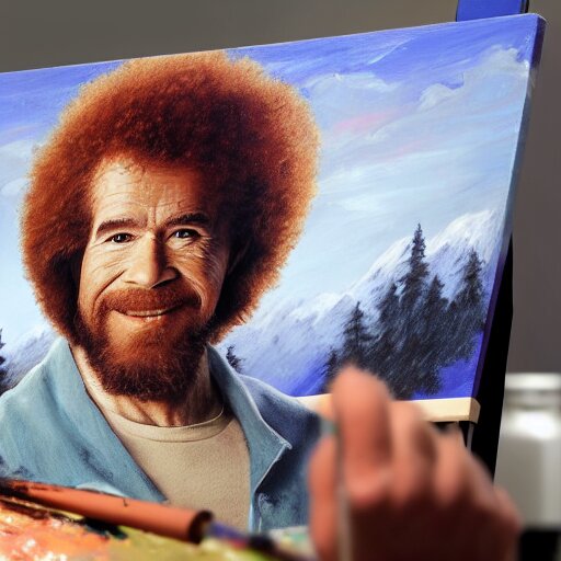 Lexica - A closeup photorealistic photograph of bob ross working on a ...