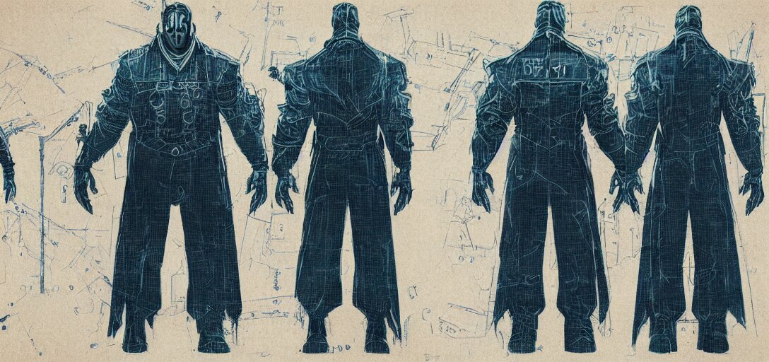Lexica - Blueprints for bioshock character, concept art, blueprint,
