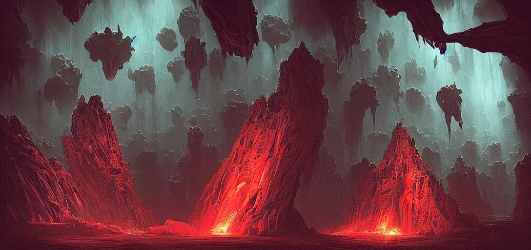 Lexica - High technological alien spaceship with red leds, spiky ...