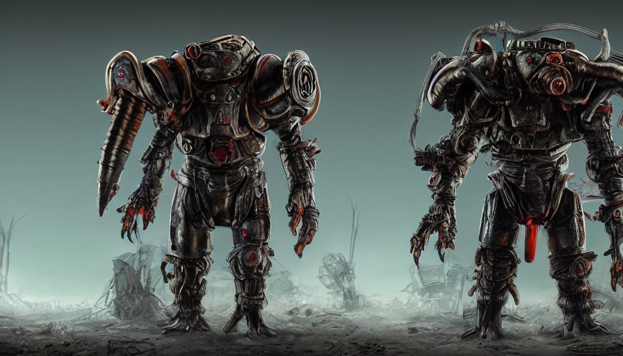 Lexica - Fallout creatures concept art, black background, vibrant ...