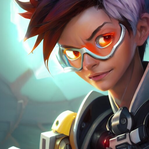 Lexica - Highly detailed extreme closeup portrait of tracer from ...
