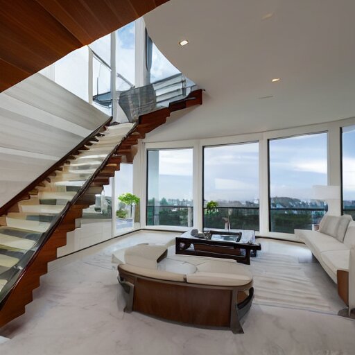 Lexica - A modern style living room with floor to ceiling glass windows ...