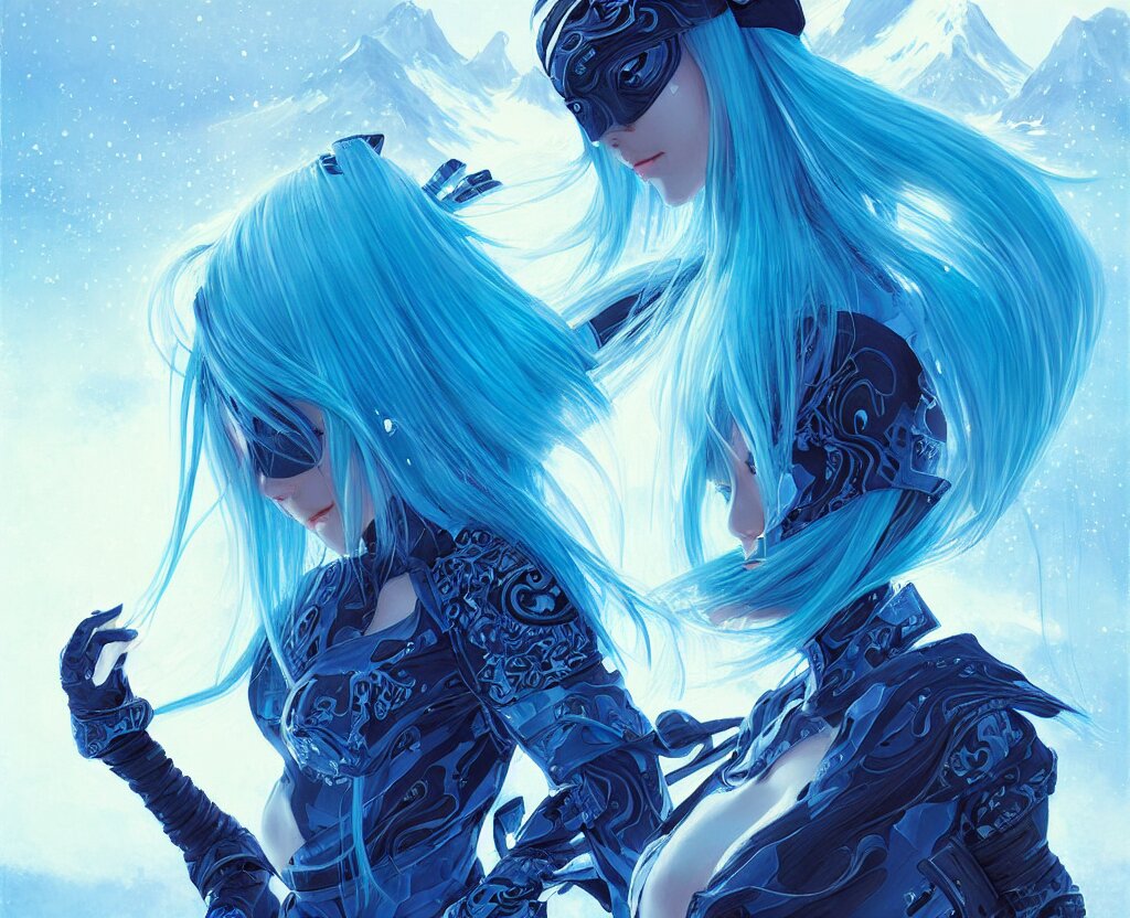 Lexica - Portrait light cyan hair ninja gaiden girl, black plus little ...