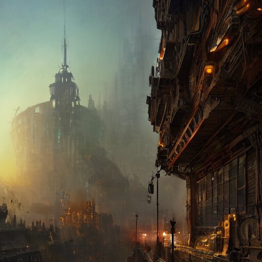 Lexica - Steampunk city, sunrise, landscape, intricate, detailed ...
