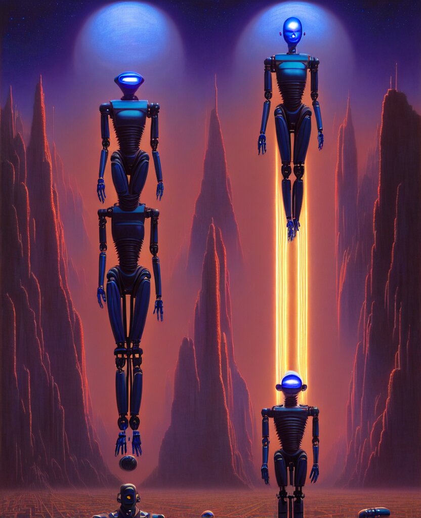 Lexica - Humanoid robot, full body, symmetry, faded colors, exotic ...