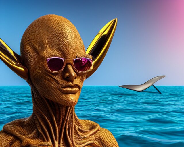 Lexica - A long shot of a giant award winning sculpture of an alien ...