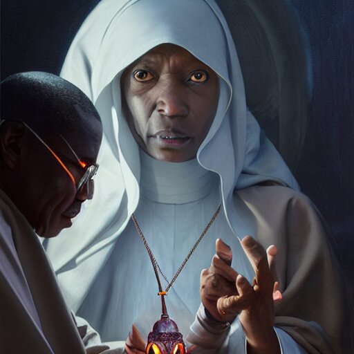 Lexica - Highly detailed vfx portrait of dark - skinned nun casting ...