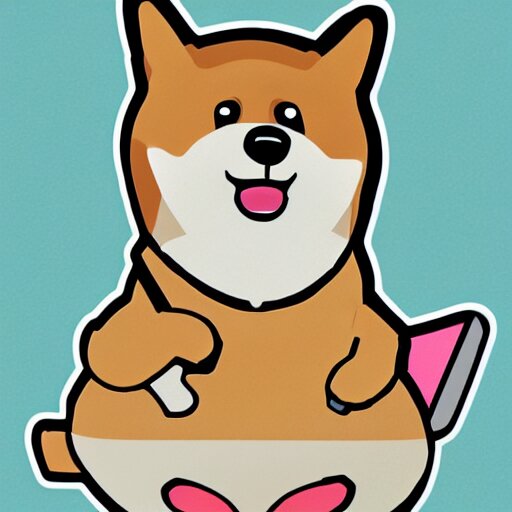 Lexica - A kawaii chubby goofy cute corgi sitting upright sticker ...