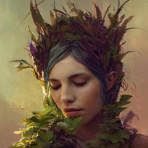 Lexica - A beautiful portrait of a plant goddess with closed eyes by ...