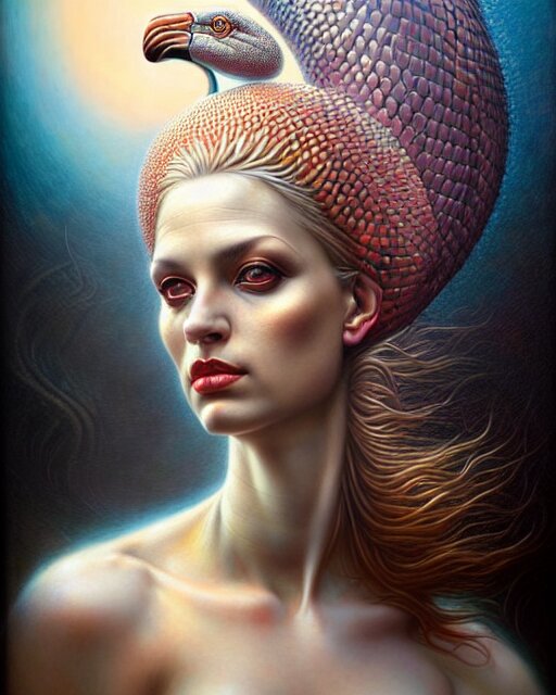 Lexica - A detailed portrait of dreampunk flamingo python hybrid mix ...