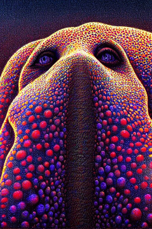 Lexica - Hyperrealistic close-up pointillism psychedelic creature!! in ...