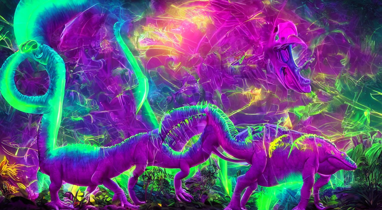 Lexica - Spectral purple neon dinosaur, spectral neon pink dinosaur ...