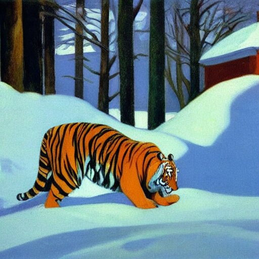 Lexica - Tiger in snow by Edward hopper