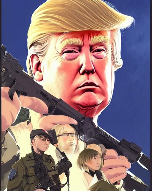 Lexica - Donald trump wearing tactical gear, very anime, fine - face ...