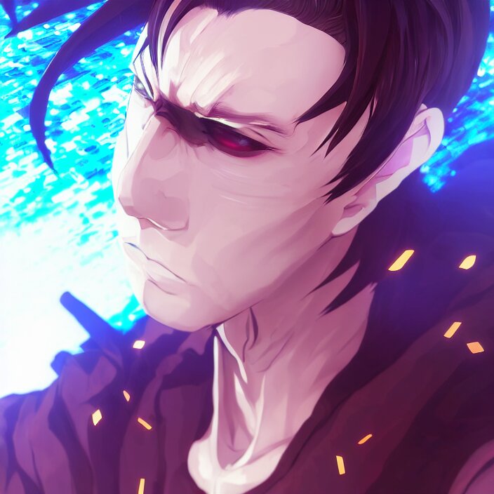 Lexica - Portrait of a male anime character, kannon mindar android ...