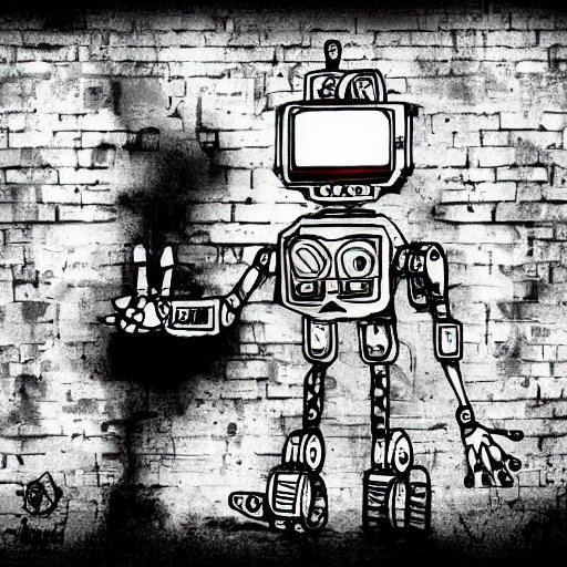 Lexica - Chappie robot color graffiti, black and white zef design ...