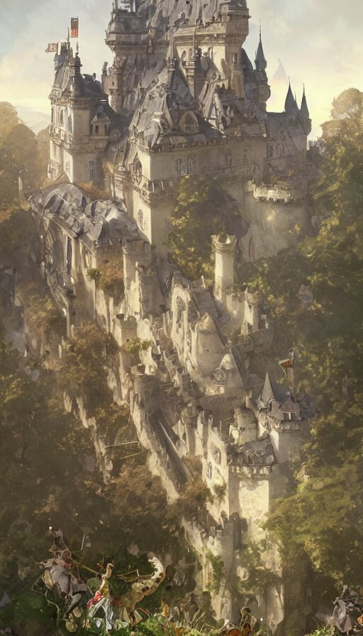 Lexica - Castle being sieged by huge army, design on white background ...