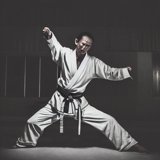Lexica - A horrifying demon practicing kung fu in a dojo alone at night ...