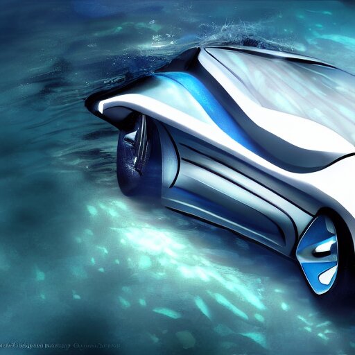 swimming car, underwater car, concept design, 8k, digital art - Arthub.ai