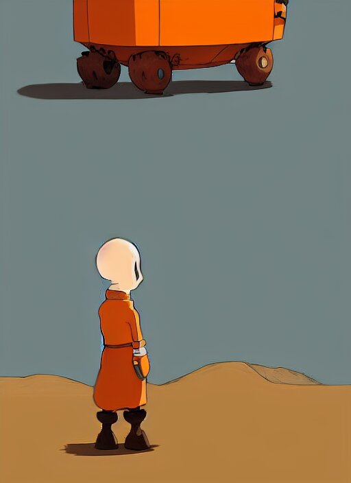 Lexica - A study of cell shaded cartoon of an orange robot monk from ...