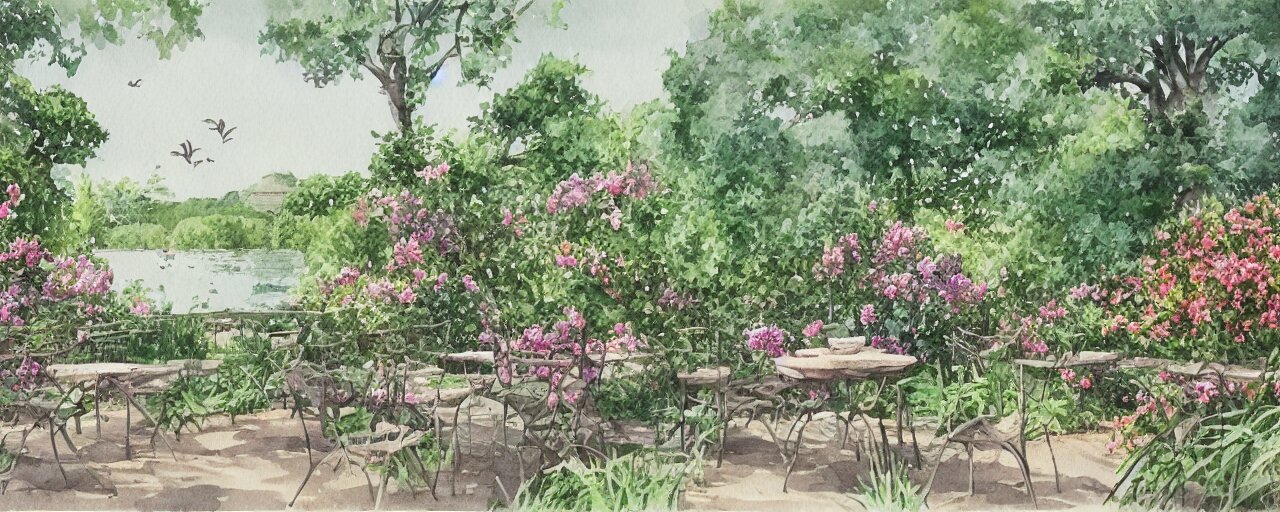 Lexica - Isomeric view, delicate lake in a botanic garden, road ...