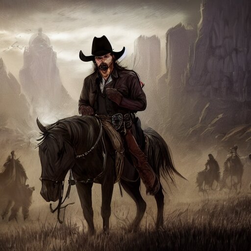 Lexica - Nicholas, the cowboy in the weird west, long dark hair, facial ...