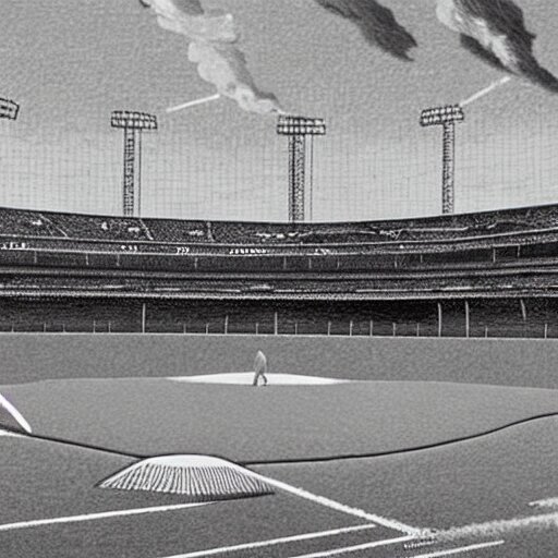 Lexica - Baseball tidal wave over 1940s baseball park, concept art, by ...