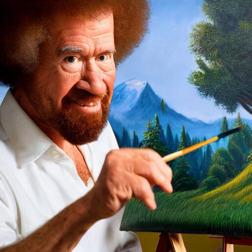 Lexica - A closeup photorealistic photograph of bob ross working on a ...