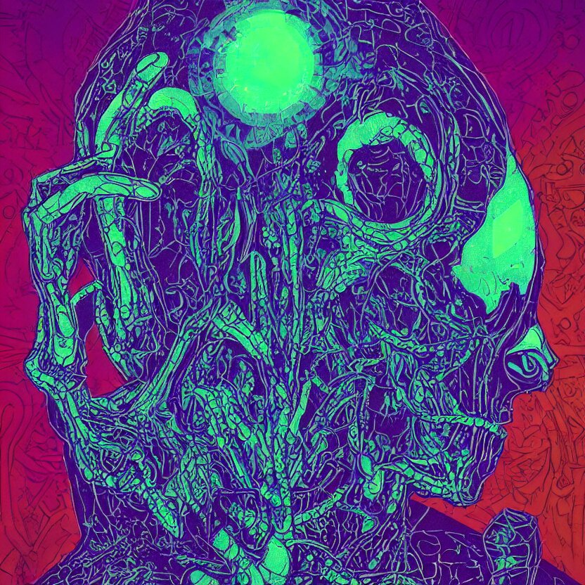 Lexica - A psychedelic glitchcore portrait of omin dran skeletal mind ...