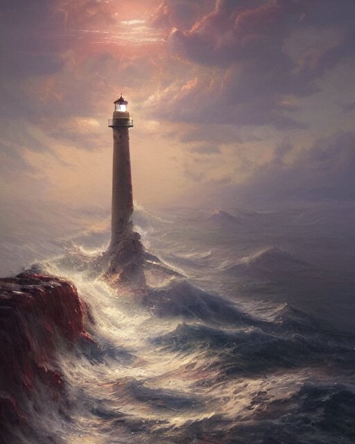 Lexica - A beautiful painting of a singular lighthouse, shining its ...