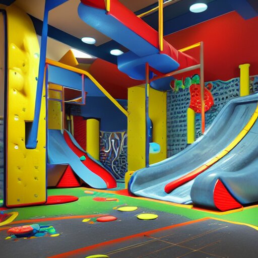 Lexica - An indoor play area with a slide and climbing wall, concept ...