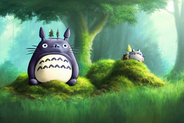 Lexica - Totoro sitting in a forest, fantasy, pixar, animated movie ...
