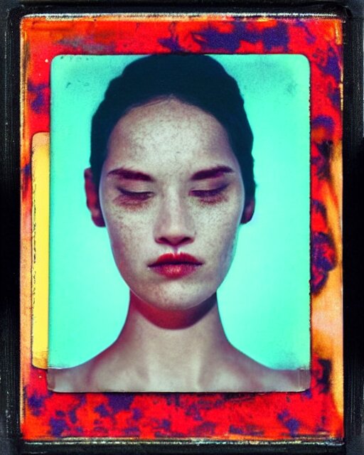Lexica - A woman's face in the water, serene emotion, polaroid, vibrant ...