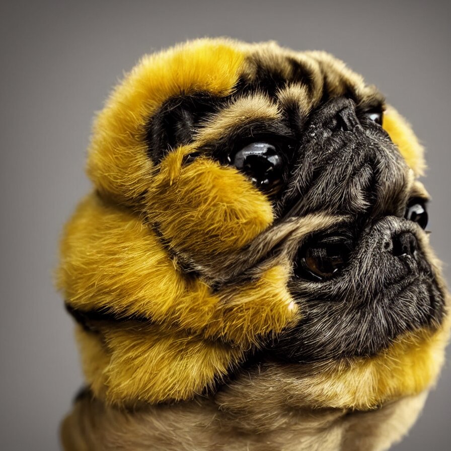 Lexica - Bumblebee pug, soft and fluffy, macro photography, high ...