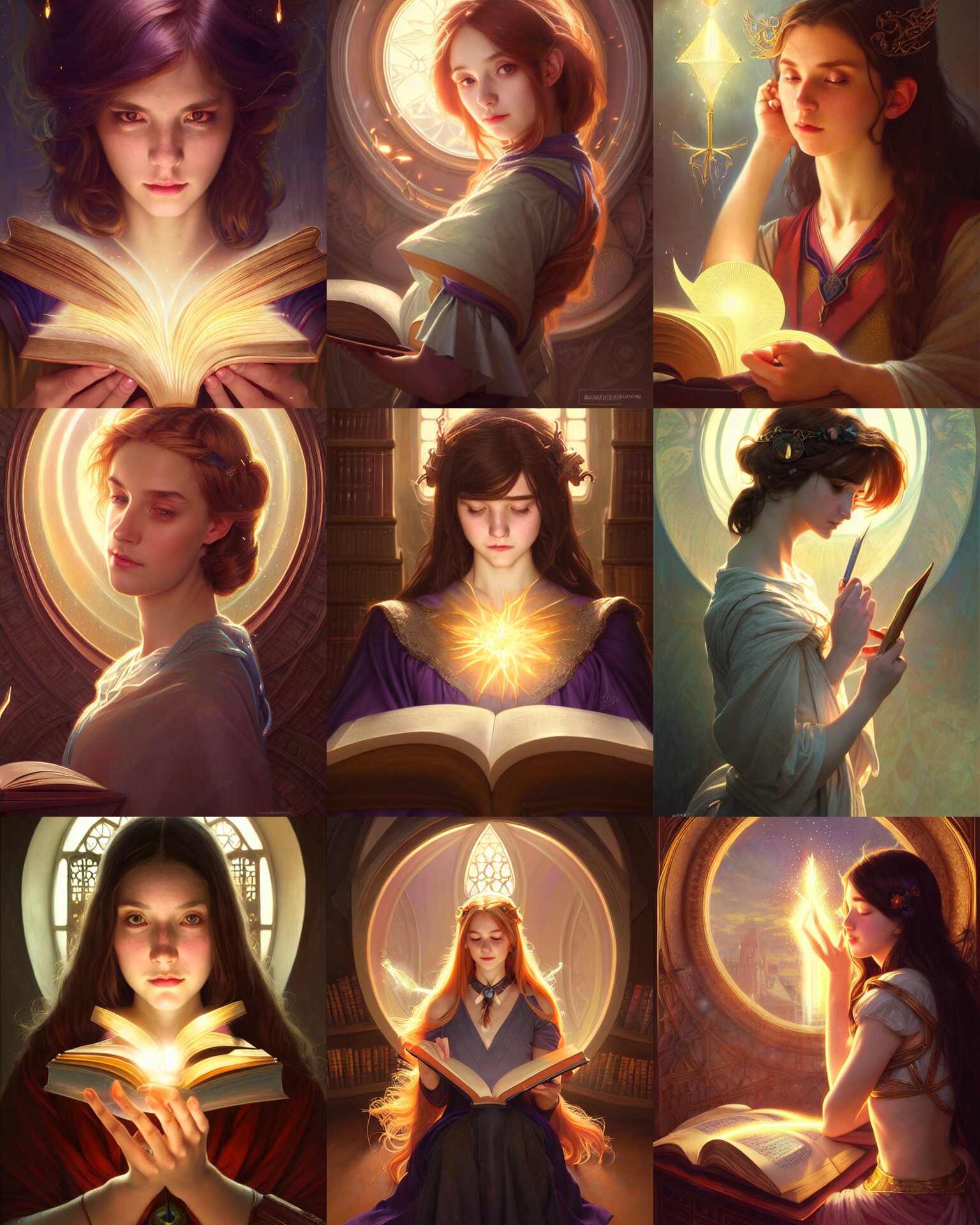 fantasy portrait of a university female, casting magic spell, pa ...