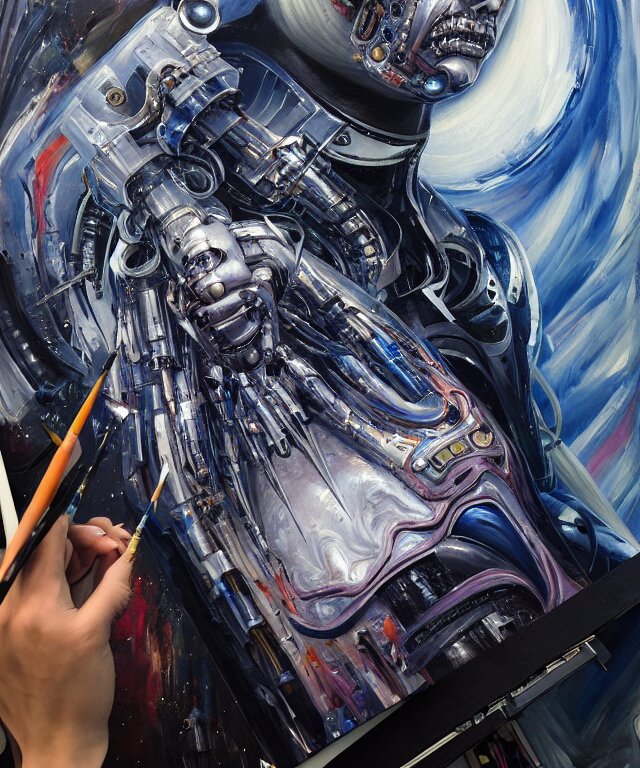 Lexica - photo of futuristic holy futuristic cyborg-robot-painter ...
