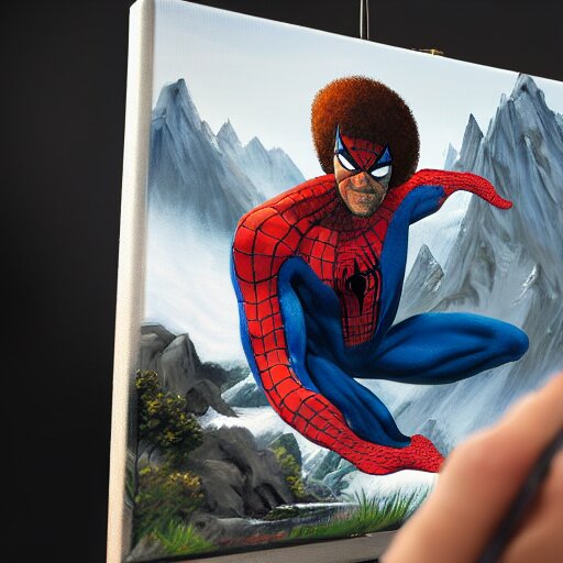 Lexica - A closeup photorealistic photograph of bob ross working on a ...
