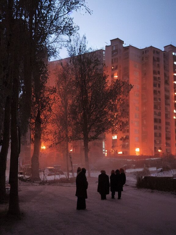Lexica - Film still of low russian residential building in suburbs ...