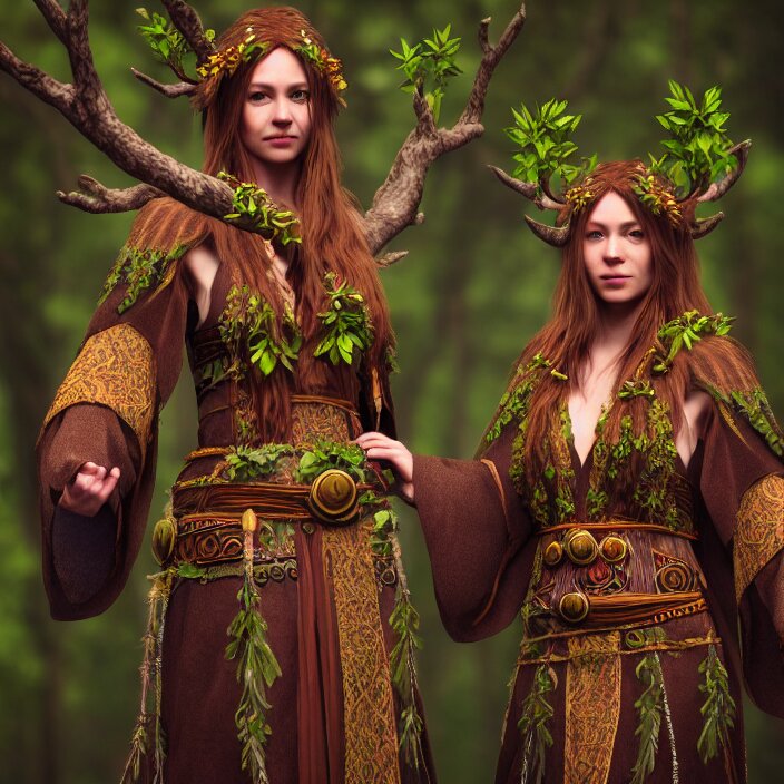 Lexica - Photograph of a real-life beautiful druid with ornate robes ...