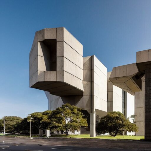 Lexica - A giant library built in brutalist architecture, diverse ...