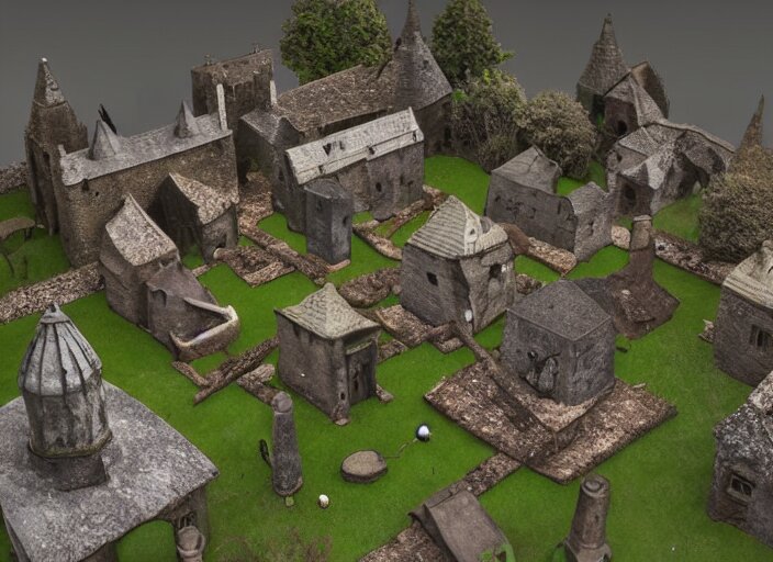 Lexica - Medieval dead gardens, dark, light by gas lamps, moon lighting ...