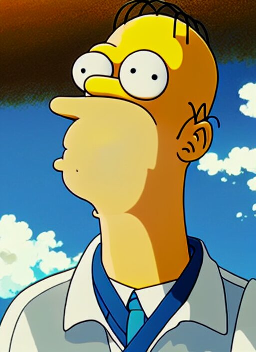 Lexica – Portrait of homer simpson, cloudy sky background lush ...