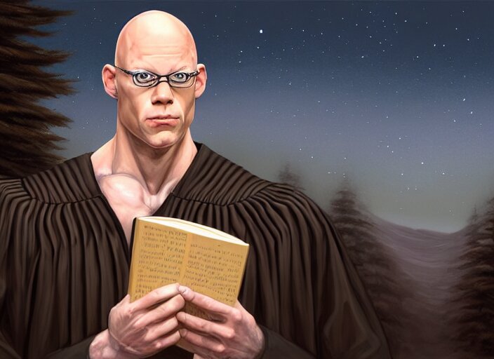 Lexica - Portrait shot of judge holden, a hairless, muscular, bald ...