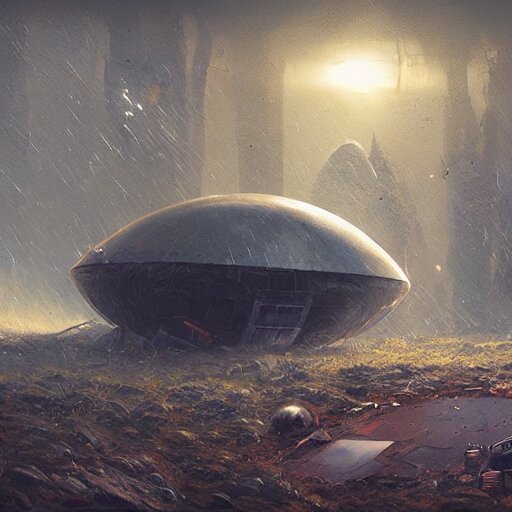 Lexica - Crashed ufo in to the ground, concept art, art station ...