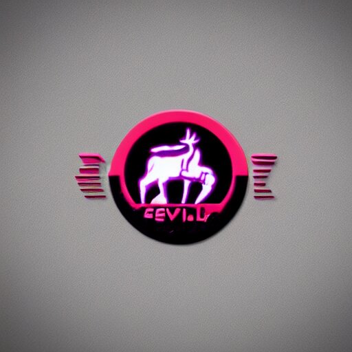 logo for evil corporation that involves deer, retro synthwave st ...