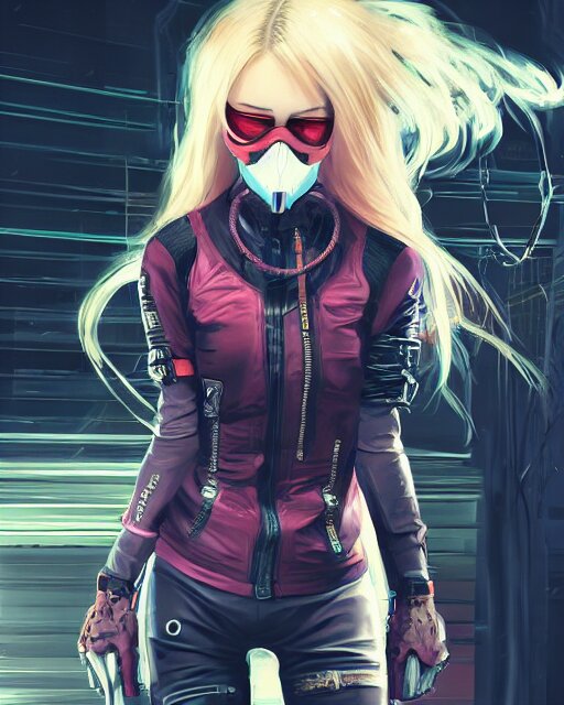 Lexica - Blonde female rouge assassin running, wearing cyberpunk ...
