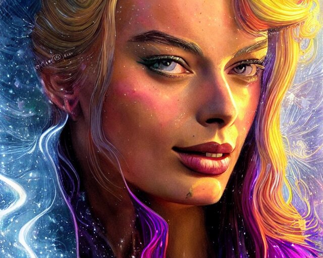 Lexica - Margot robbie as a beautiful magician casting colorful spells ...